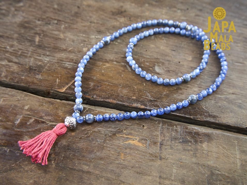 Kyanite and Silver Full Mala – Japa Mala Beads
